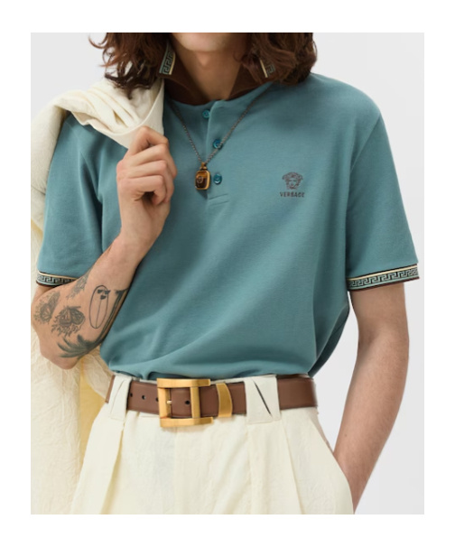 VERSACE Versace Logo Embroidered Polo Shirt